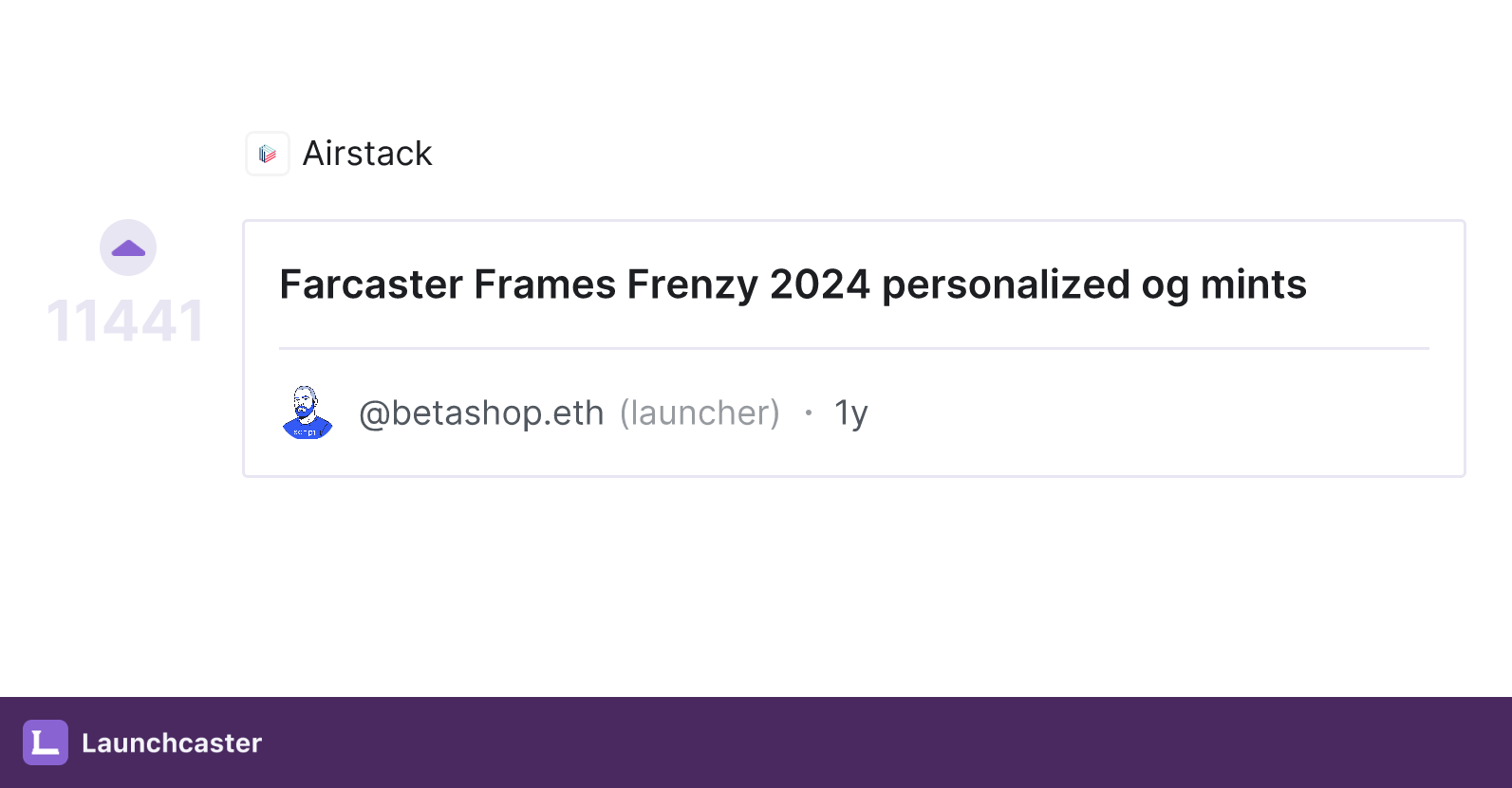 @betashop.eth’s Launchcaster: "Farcaster Frames Frenzy 2024 personalized og mints"
