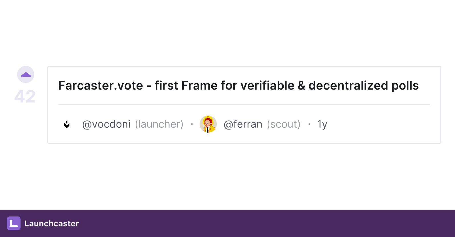 @vocdoni’s Launchcaster: "Farcaster.vote - first Frame for verifiable & decentralized polls"